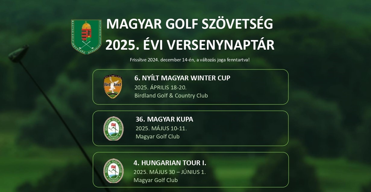 Szövetségi bajnokságok 2025 | Magyar Golf Szövetség
